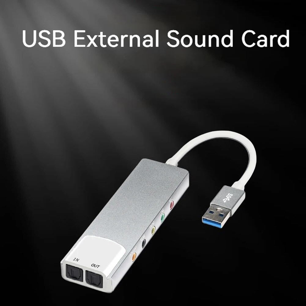 USB Sound Card Aluminium Alloy External Audio Converter AC-3 DTS ...