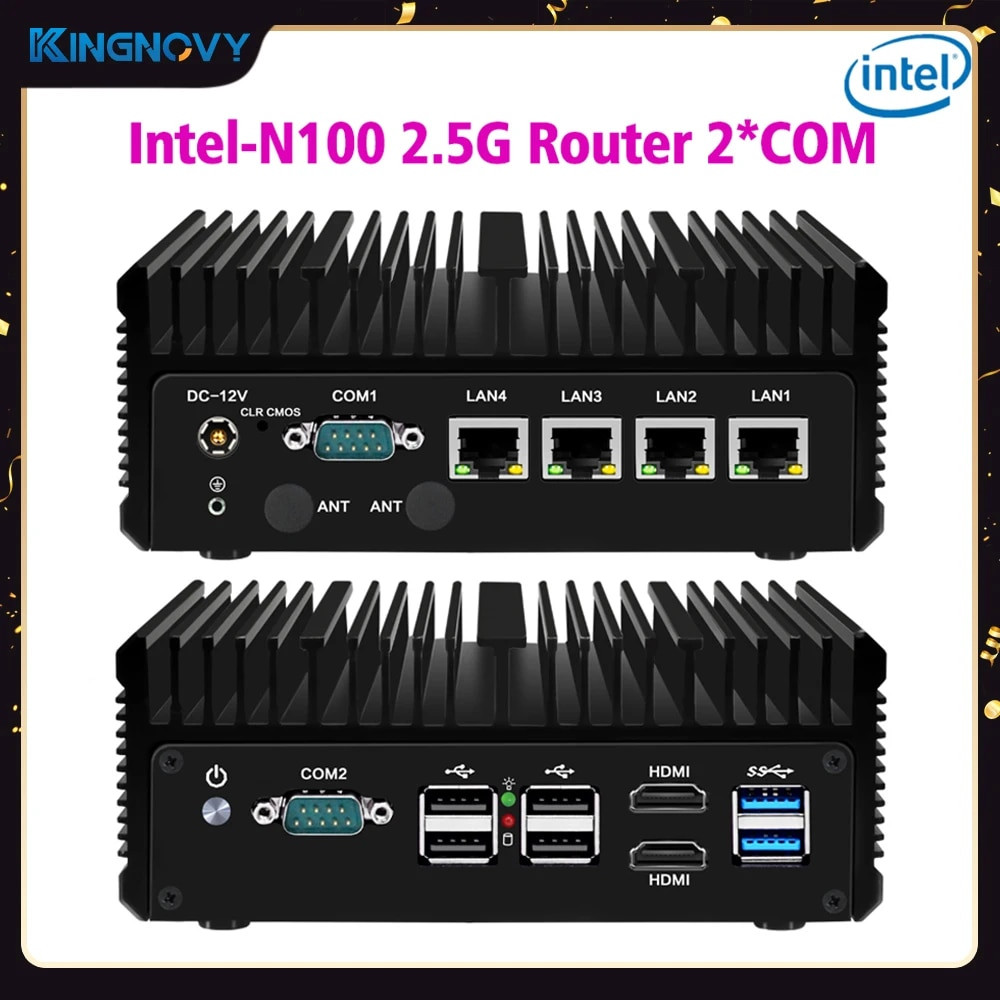 12th Gen Alder Lake-N100 Firewall Mini PC 2.5G Soft Router 4x i226-V ...