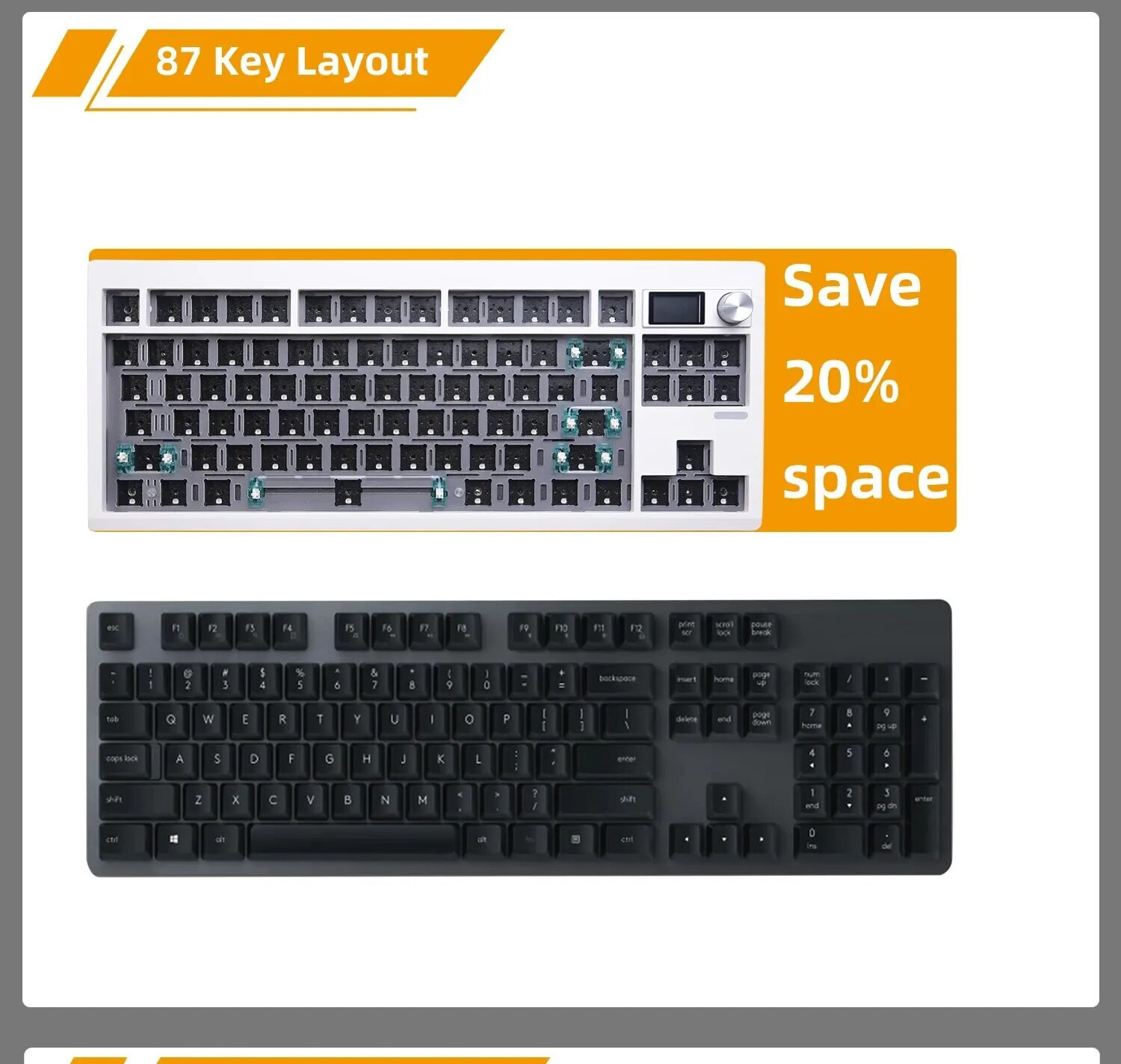 GMK87 Mechanical Keyboard KIT With Display Screen RGB Backlit Gasket ...