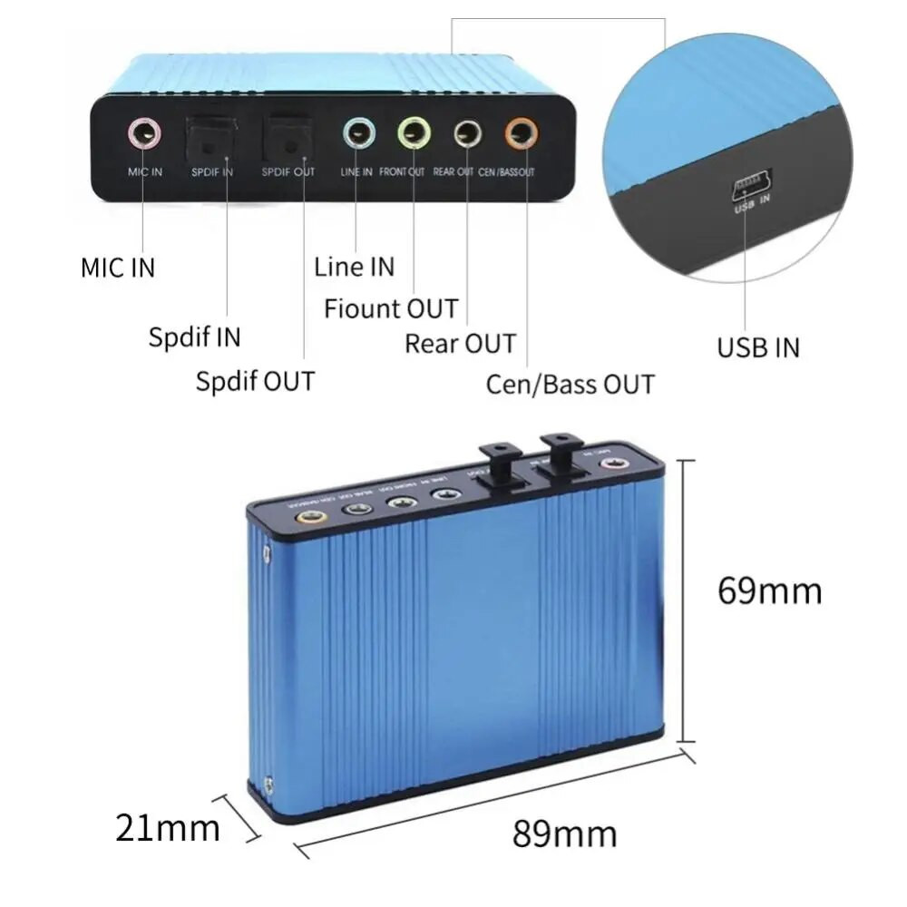 for Laptop Sound Card External New 6 Channel 5.1 Audio USB Optical ...