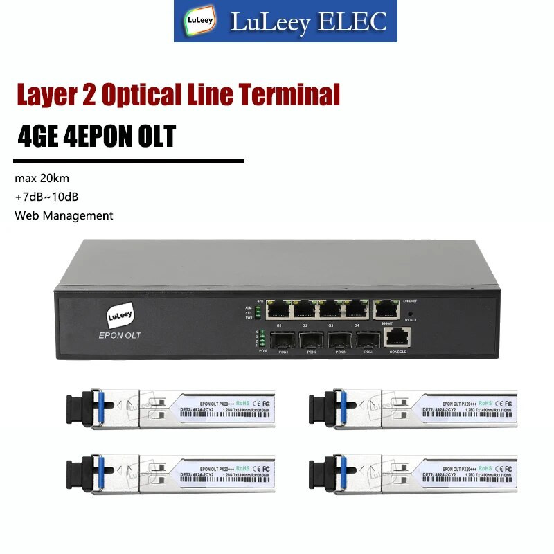 8PON 10G Uplink SFP+ GPON OLT 7db C+++ Web Management ONT Auto Register ...