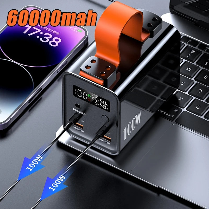 Real 60000mAh PD100W Outdoor Power Bank Portable power station External ...