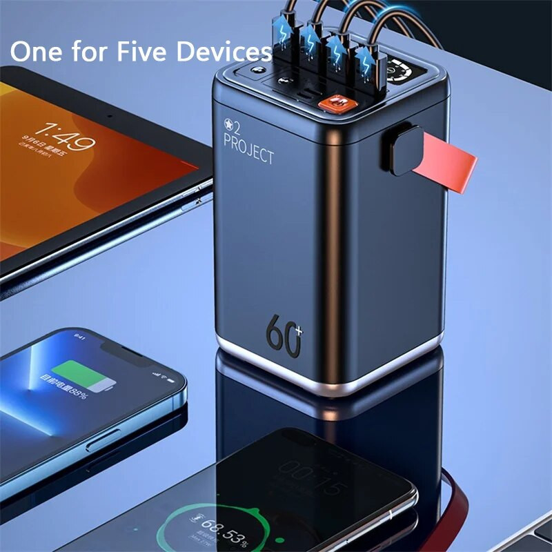 60000mAh Portable Power Bank Station PD65W Fast Charging Outdoor ...