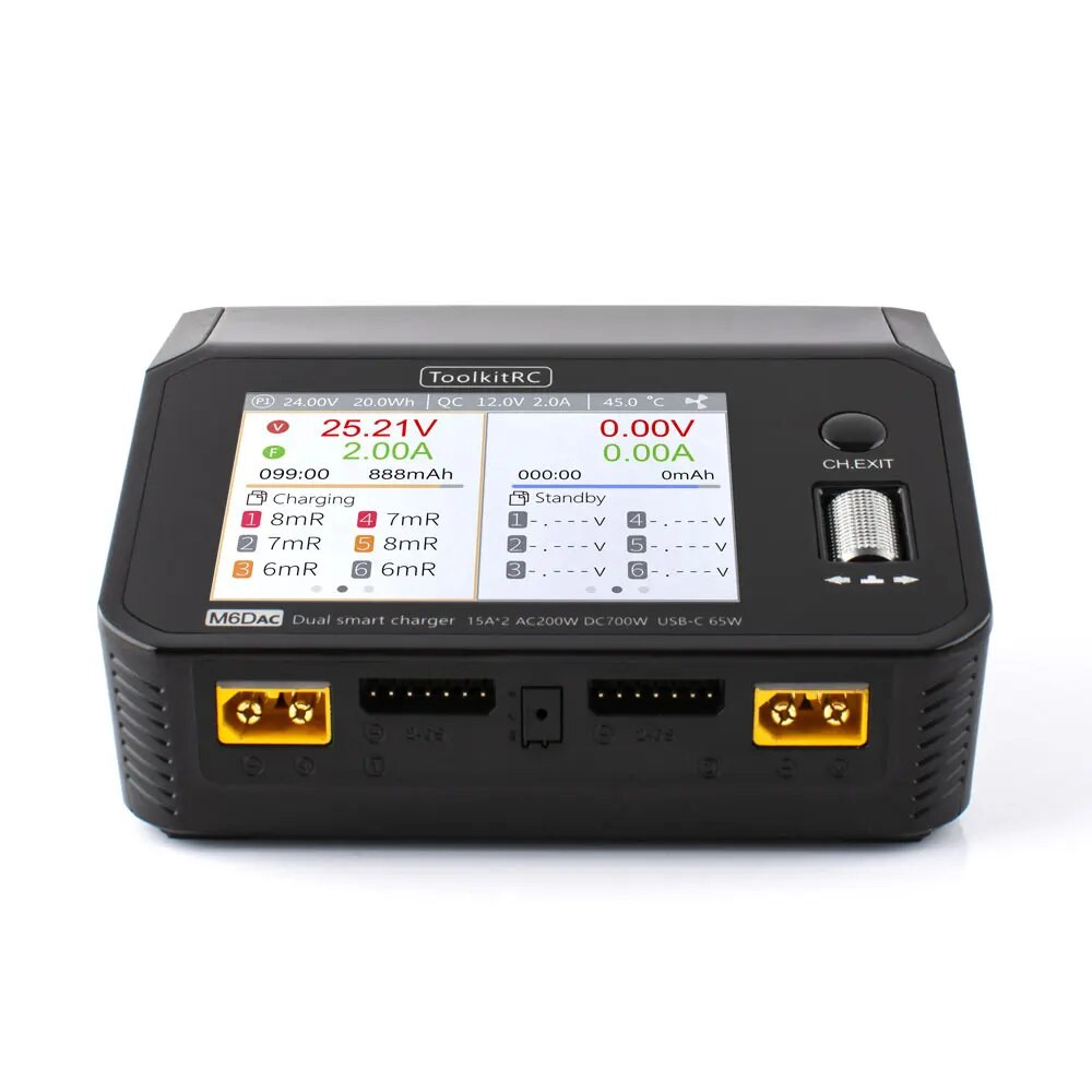ToolkitRC M6dac Dual Channel Smart Lipo Battery Charger Discharger AC ...