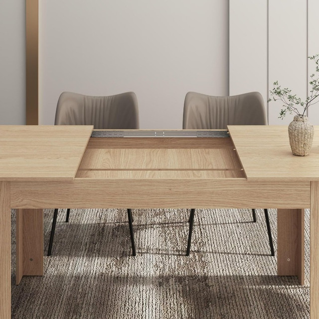 Extendable Dining Table for 6-10 Person, Wooden Dining Room Table ...