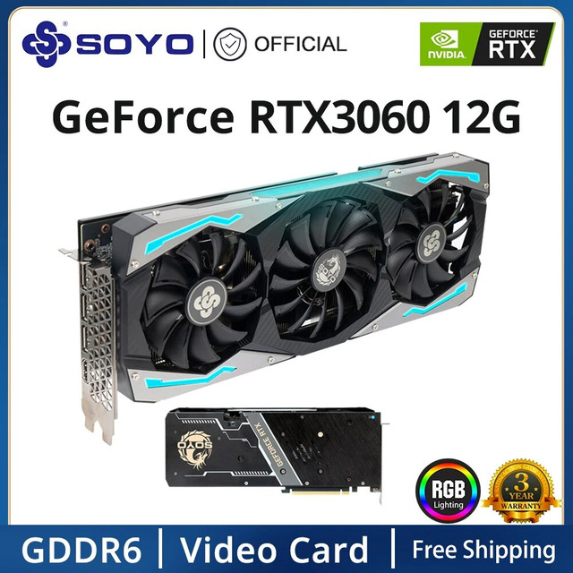 SOYO New Gaming Graphics Cards NVIDIA GeForce RTX 3060 12GB GDDR6 192 ...
