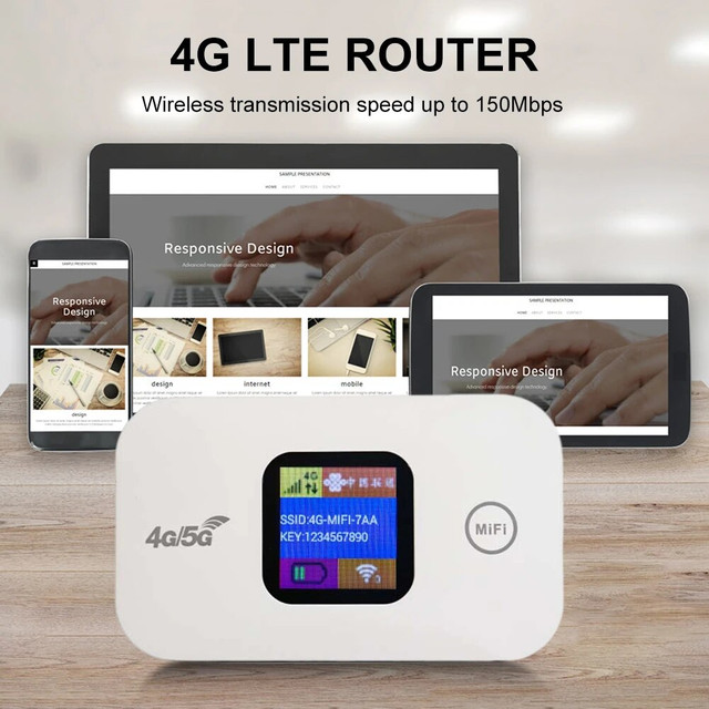 4G Pocket WiFi Router 2100mAh Mobile Hotspot with SIM Card Slot ...