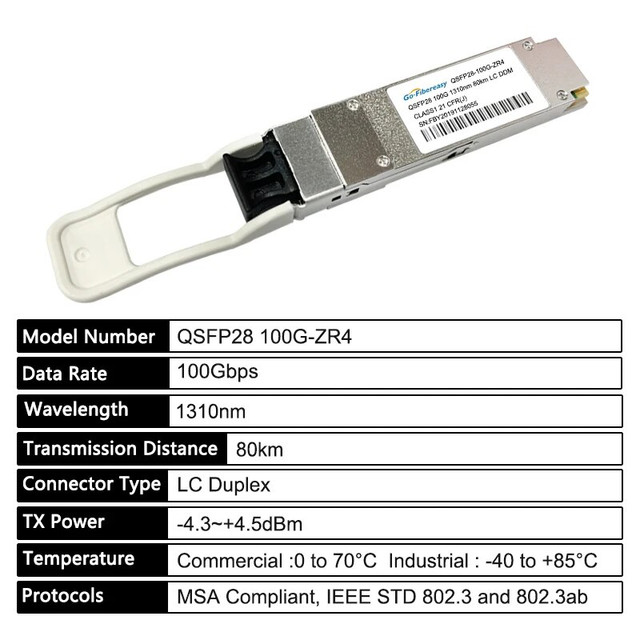 High Speed QSFP28 100G 850nm Fiber Optical Module 100GBASE-SR4 100m MTP ...