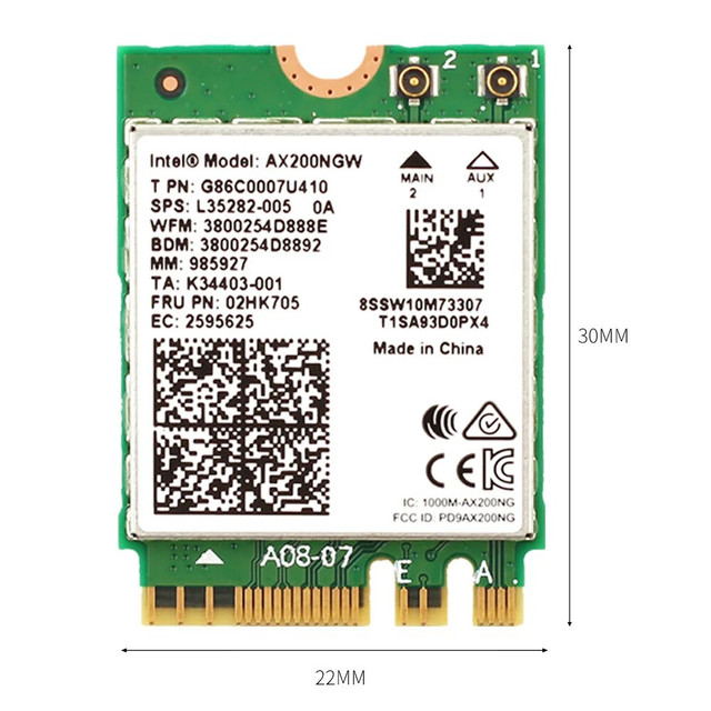 WiFi 6 Dual Band 3000Mbps Wireless Card For Intel AX200 M.2 Bluetooth 5 ...