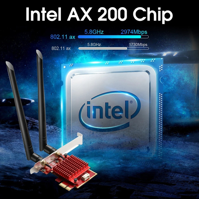 WiFi 6 Dual Band 3000Mbps Wireless Card For Intel AX200 M.2 Bluetooth 5 ...