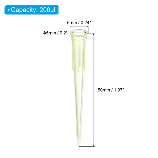 1000Pcs 200ul Laboratory Pipette Tips PP Plastic Autoclavable Universal ...