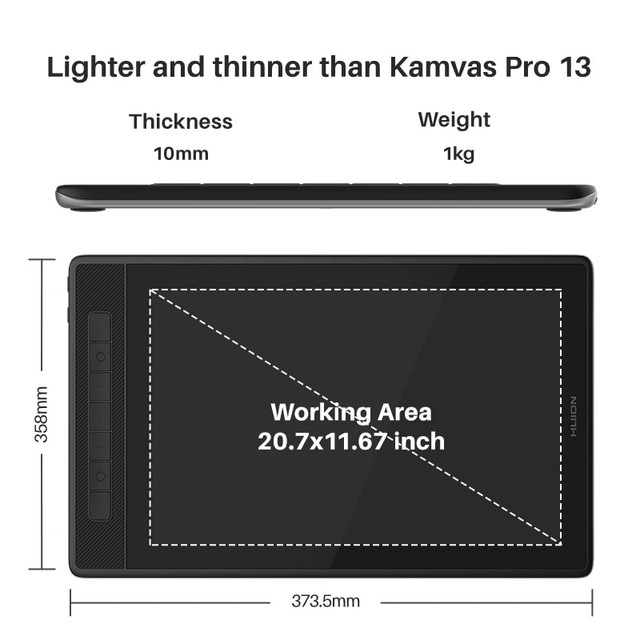 13.3 Inch Graphics Tablet Huion Kamvas Pro 13 Full Laminated Screen 120 ...