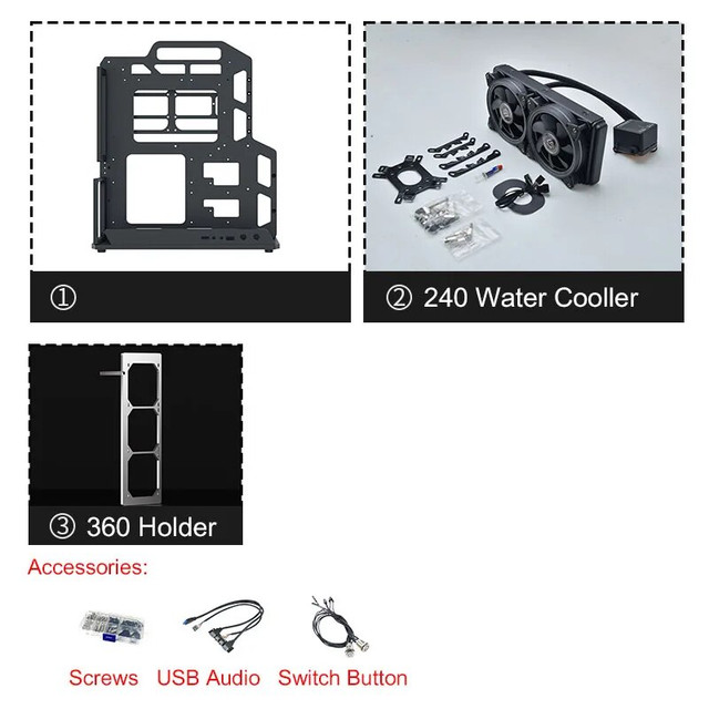 All Open Chassis ATX Computer Gaming Case Aluminum Metal MATX ITX PC ...