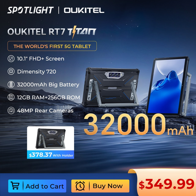 Oukitel RT7 TITAN 5G Rugged Tablet 10.1" FHD+ 32000mAh 24GB+256GB ...