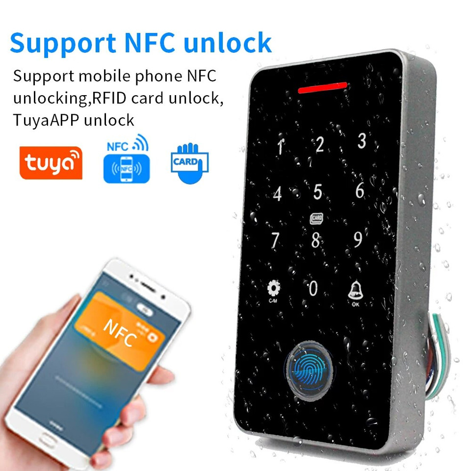 13.56Mhz Rfid Card Keypad Waterproof Tuya APP Door Lock Door Access ...