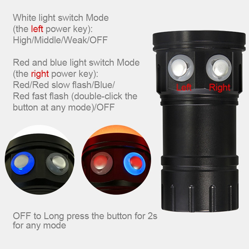 UniqueFire D03 Super Bright Diving LED Flashlight 3000 Lumen IPX8 ...