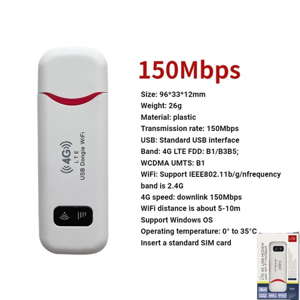 4G LTE Wireless USB Dongle WiFi Router 150Mbps Mobile Broadband Modem Stick Sim Card USB Adapter ...