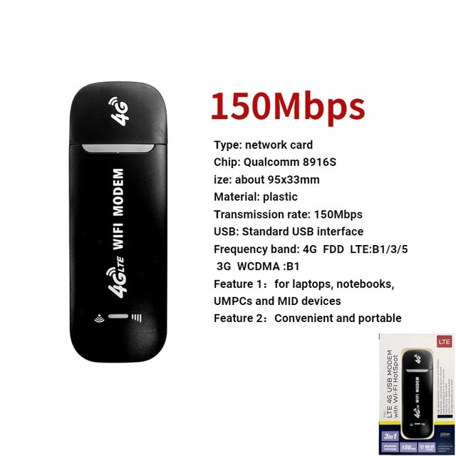 4G LTE Wireless USB Dongle WiFi Router 150Mbps Mobile Broadband Modem ...