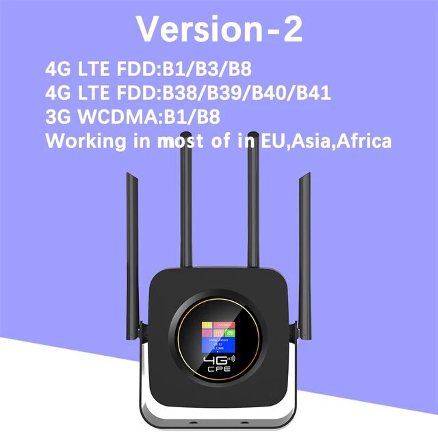 KuWfi 4G Wifi Router with Sim Card 300Mbps 4 Antennas LCD Display ...