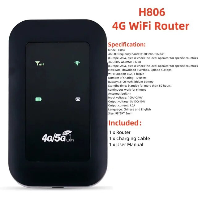 4G WIFI Router Card 4G LTE Wireless Router Mini Outdoor Hotspot Pocket ...