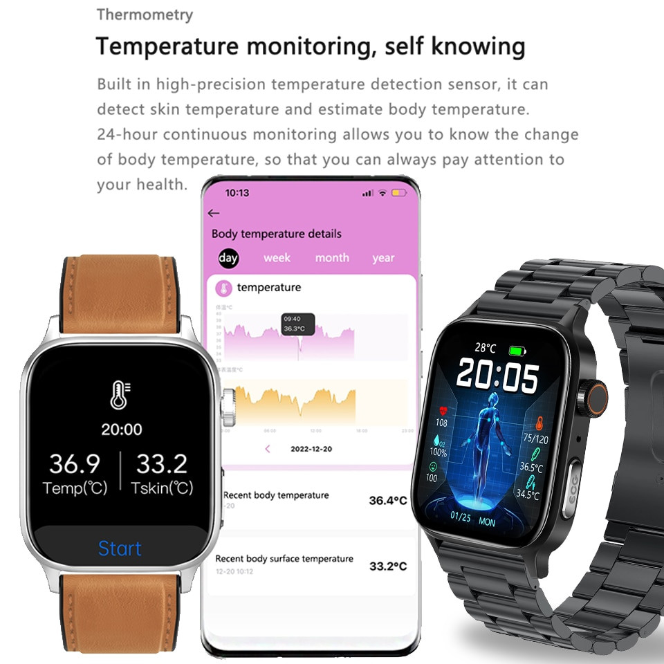 2023 New Non-invasive Blood Sugar Smart Watch Men Voice Calling ...