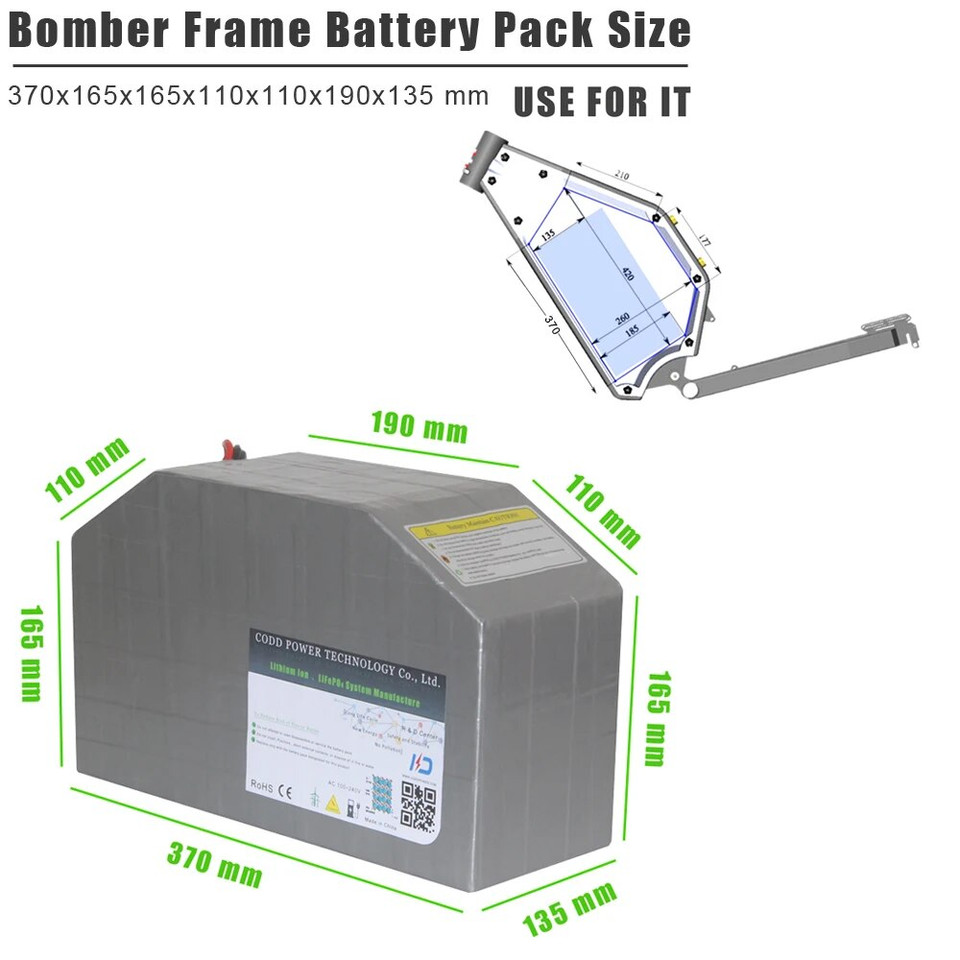 72V 150A 8000W Bomber Electric bike Frame Polygon Battery Pack QS Motor ...