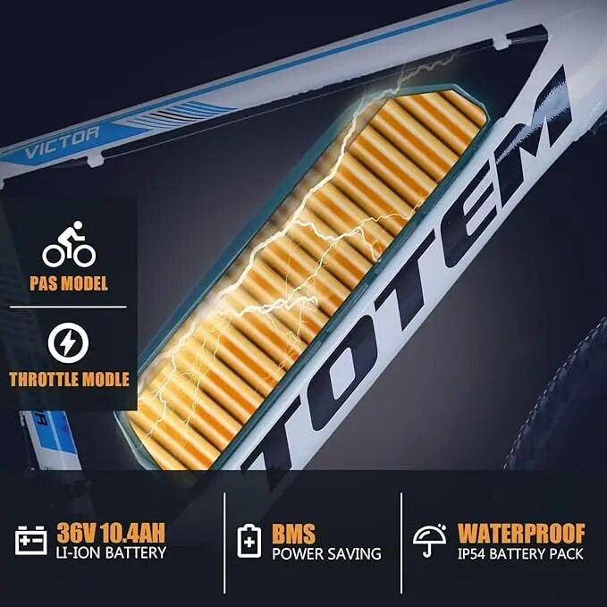 Victor Electric Bike 350W 36V 10.4Ah Removable Battery Mountain eBike ...