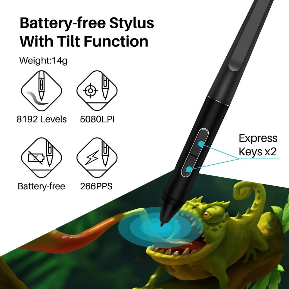 HUION Kamvas Pro 12 Graphics Tablet Screen 120% sRGB Tilt Support ...