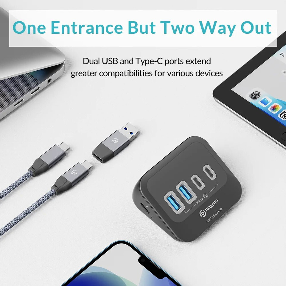 PHIXERO USB 3.2 Docking Station Hub 10Gbps Splitter Switch Dock Multi ...