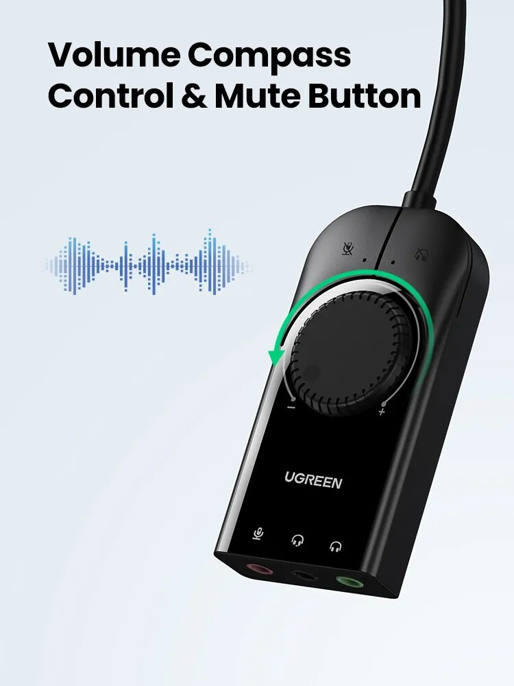 UGREEN Sound Card USB Audio Interface External 3.5mm Microphone Audio ...