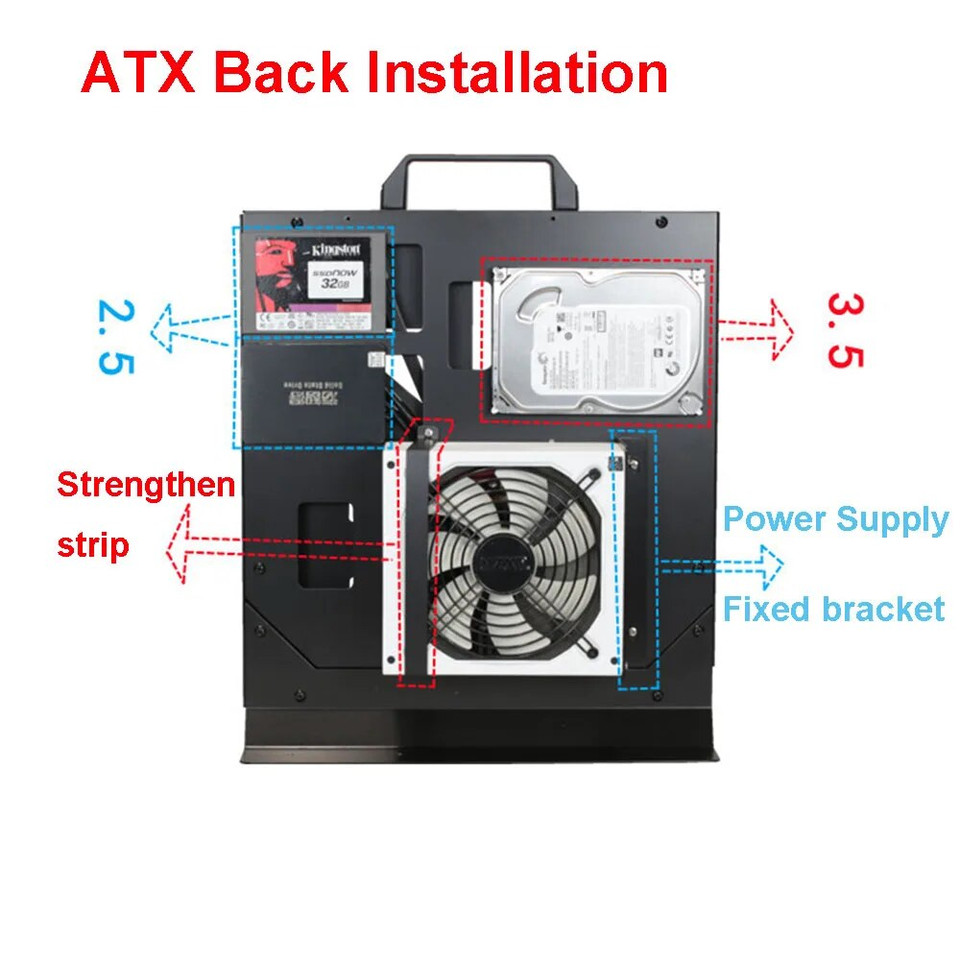 ATX Open Rack MATX ITX Case Handheld Portable Water Cooler Side ...