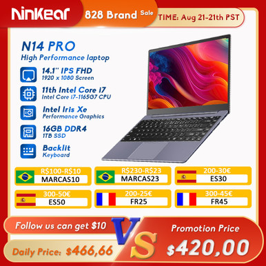 Ninkear N14 Pro Laptop 14-inch IPS Full HD Intel Core i7-1165G7 16GB ...