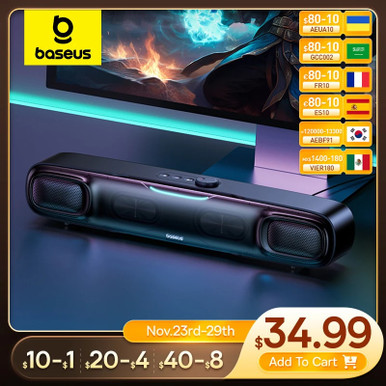 Baseus DS10 Desk Mini Soundbar Speaker Bluetooth 5.3 Triple-Mode Audio ...