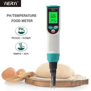 Professional Food PH Meter 0.00~14.00pH Temp pH Tester High Accuracy ...