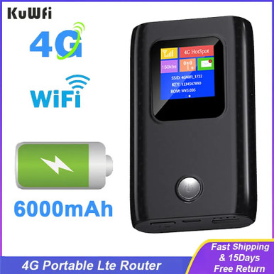 KuWFi 4G Mobile Router 150Mbps Portable Lte Router Mini Modem 6000mAh ...