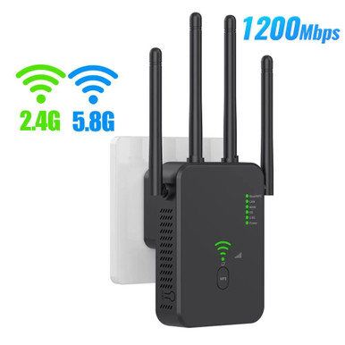 Wireless 5G WiFi Repeater 1200Mbps Router Wifi Booster Dual Band Long ...