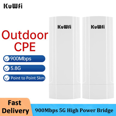 KuWFi Long Range Outdoor CPE 900Mbps 5.8G Gigabit Wireless Bridge WiFi Repeater Extender Access ...