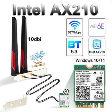 Intel AX210 WiFi Card 5374Mbps Bluetooth 5.3 Wi-Fi 6E Adapter 2 In 1 ...