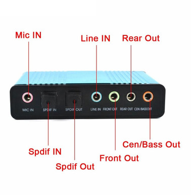 USB 6 Channel 5 1 7 1 Surround External Sound Card PC Laptop Desktop ...