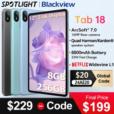 【World Premiere】12 inch Blackview Tab 18 Tablet 8GB/12GB 256GB 16MP 2 ...