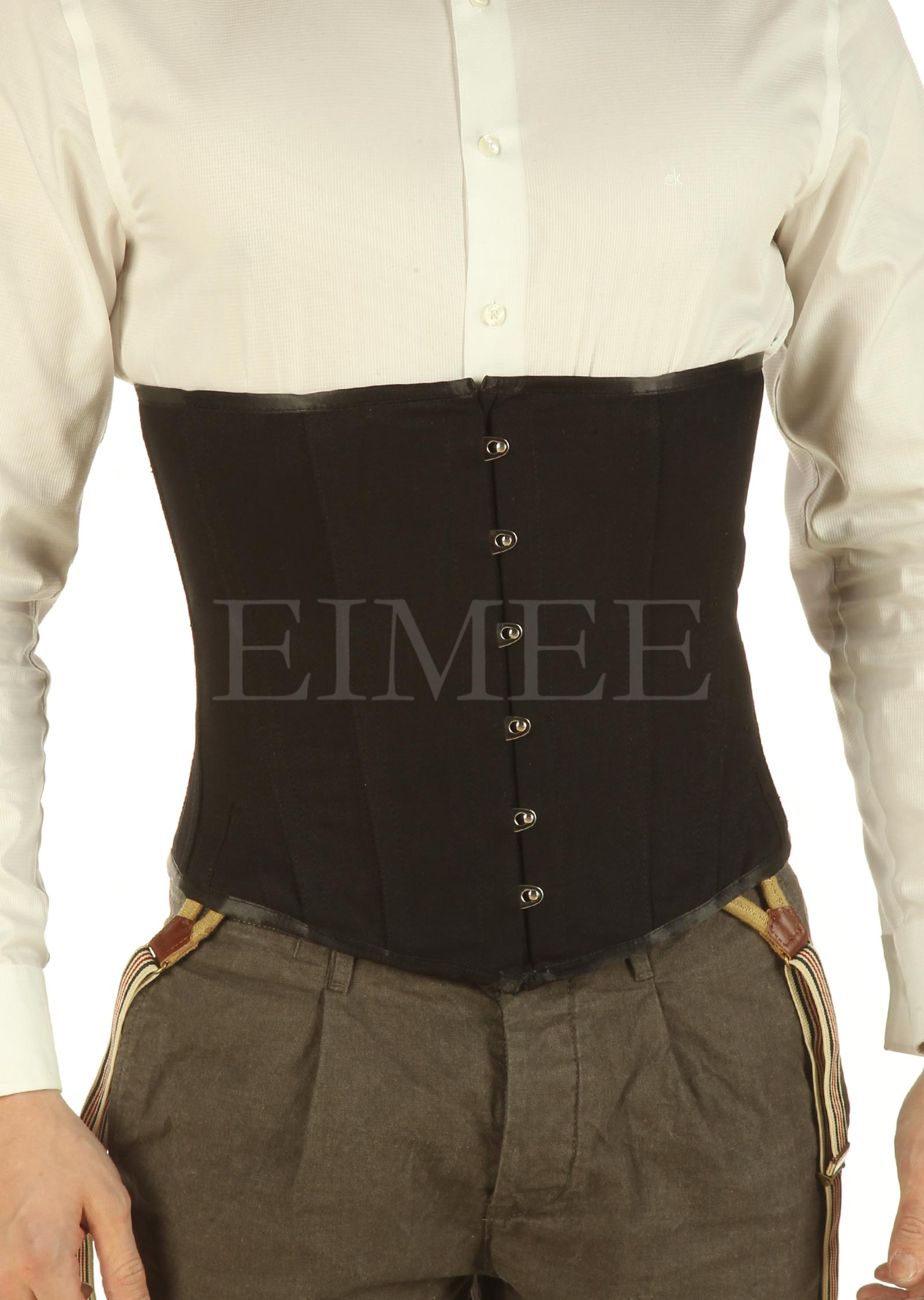 Men's Corset Black Cotton Underbust