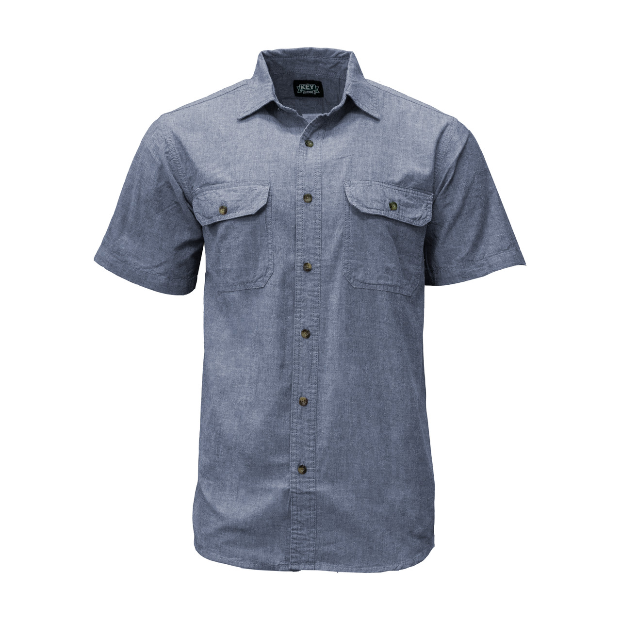 Blue Chambray Work Shirt - Short Sleeve - KEY Apparel