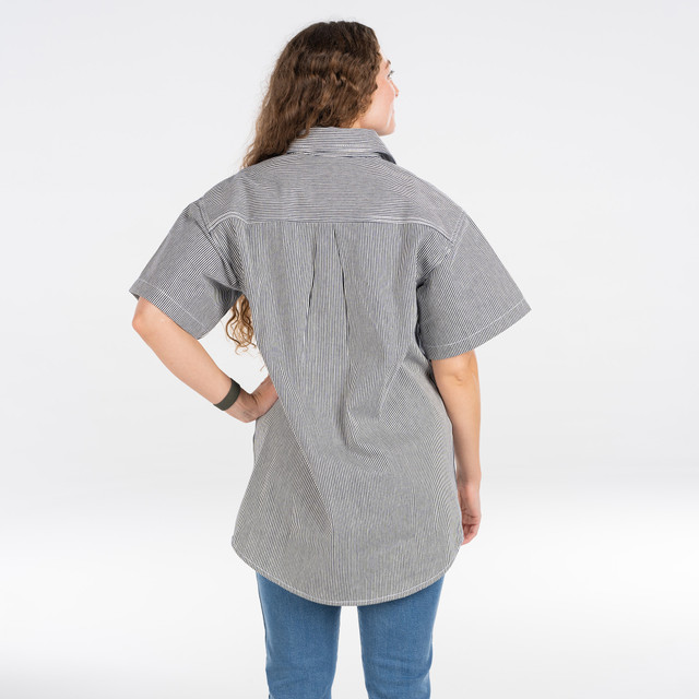 KEY Hickory Stripe Short Sleeve Zip Logger Shirt - Men's