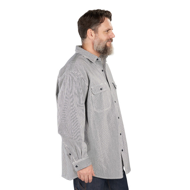 Hickory Stripe Long Sleeve Button Logger Shirt - KEY Apparel