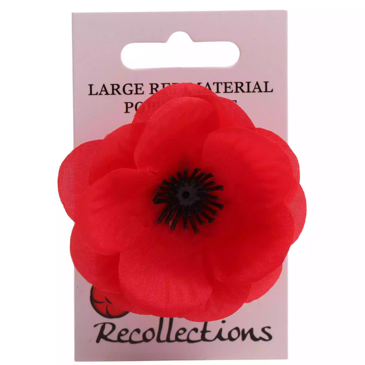 Large Red Material Poppy Badge - Military Shop