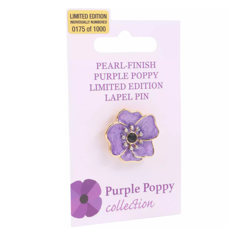 Pearl-finish Purple Poppy Limited-Edition Lapel Pin - Military Shop