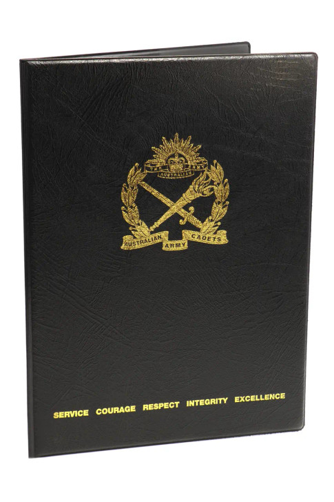 AAC A4 Black Leather Look Certificate and Document Folder - Army Shop