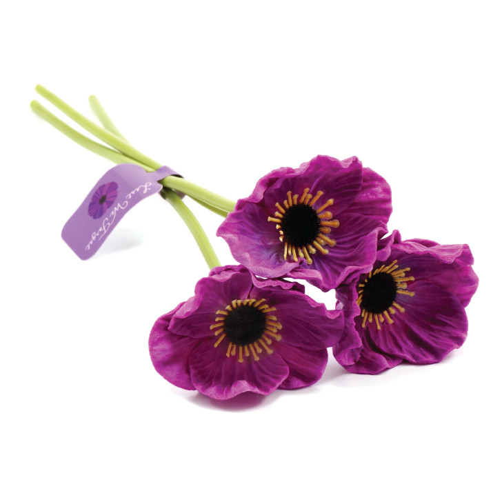 Set of Three Purple Long Stem Poppies - Military Shop