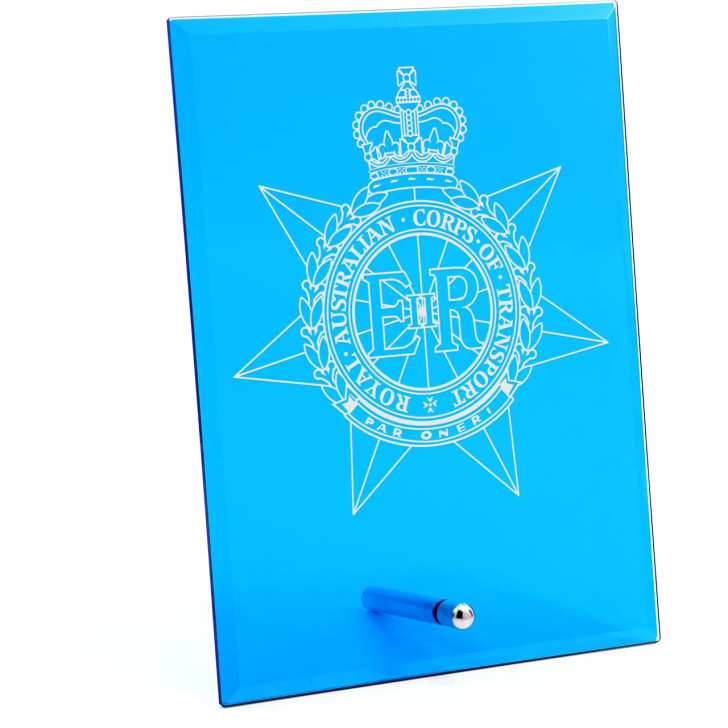 Royal Australian Corps of Transport Nebula Blue Glass Award | Engraved ...