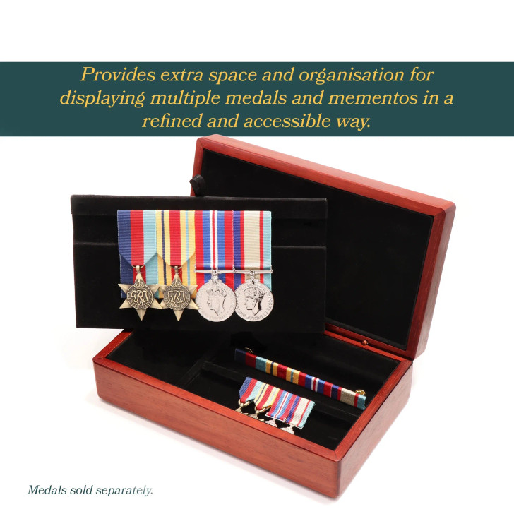 Red-Stained Tasmanian Blackwood Two-Tiered Medal Box | Army Rising Sun ...